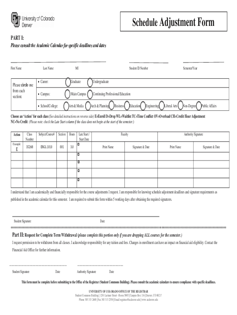 Fillable Online www.coursehero.comfile49417582Schedule Adjustment Fill ...