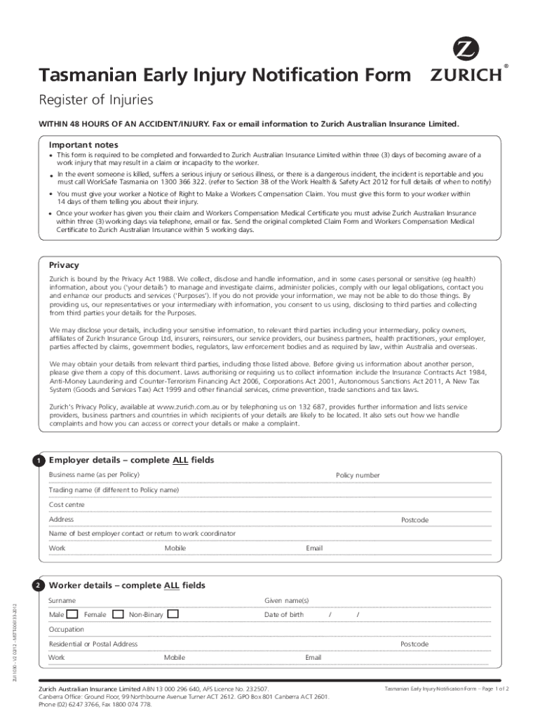 Fillable Online Register of injuries template - WorkSafe ...
