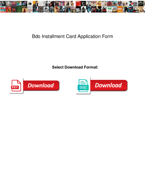 Fillable Online Bdo Installment Card Application Form. Bdo Installment ...