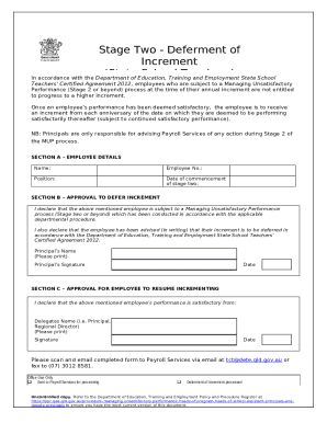 Increment Deferment . Confirmation of appointment report at the end of ...