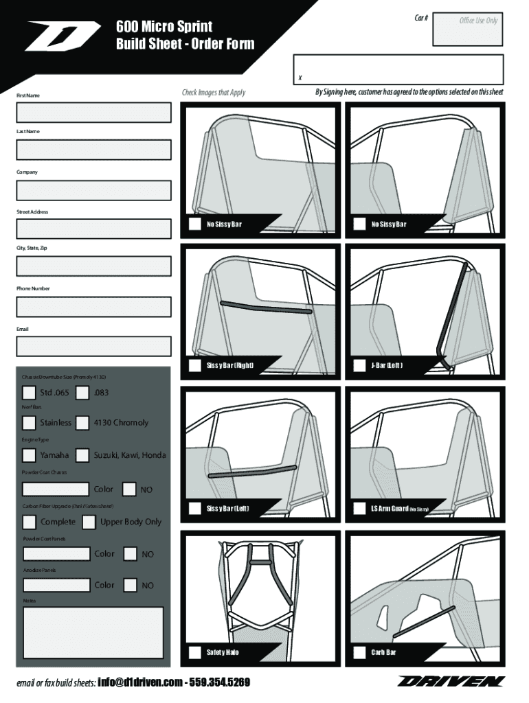 Fillable Online d1driven.comuploads2019600 Micro Sprint Car # Oce Use ...