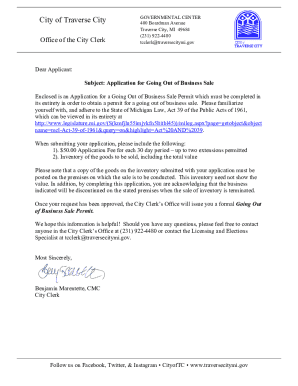 Fillable Online Application for Going Out of Business Sale Fax Email ...