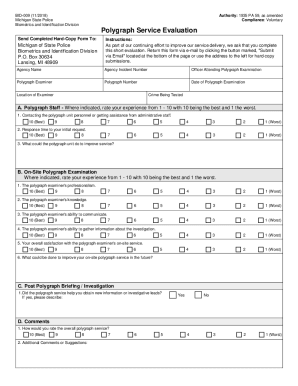 Fillable Online BID-009 Polygraph Service Evaluation. Michigan State ...
