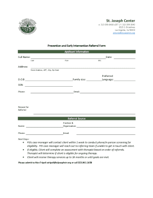 Fillable Online PEI Referral Form.docx Fax Email Print - pdfFiller