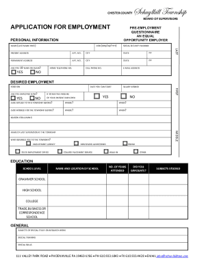 Fillable Online Employment Application 1 Fax Email Print - pdfFiller