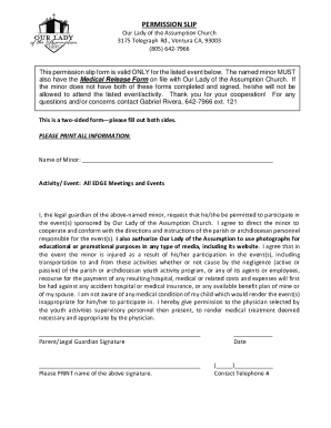 Fillable Online Permission Slip OLA 19-20 Fax Email Print - pdfFiller