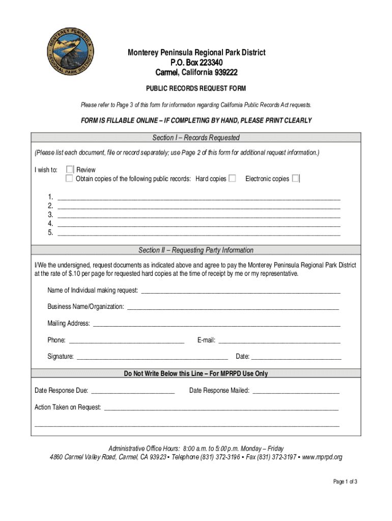 Fillable Online Public Records Request.form Fax Email Print - pdfFiller