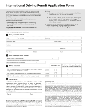 Fillable Online International Driving Permit Application Form - Jersey ...