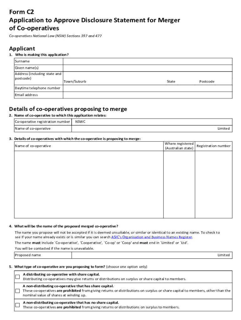 Fillable Online Form C2 Application to Approve Disclosure Statement for ...