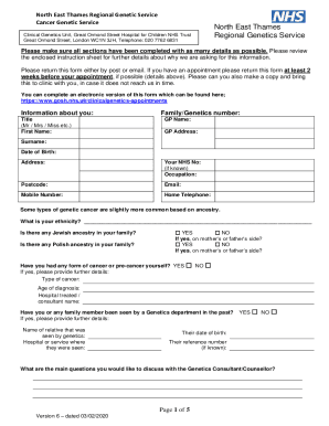Fillable Online www.labs.gosh.nhs.uk media 1392938GENETIC TEST REQUEST ...