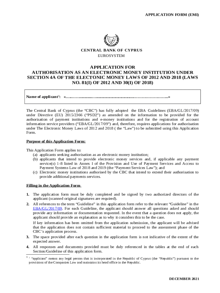 Application for Authorisation as Payment Institution Doc Template | pdfFiller