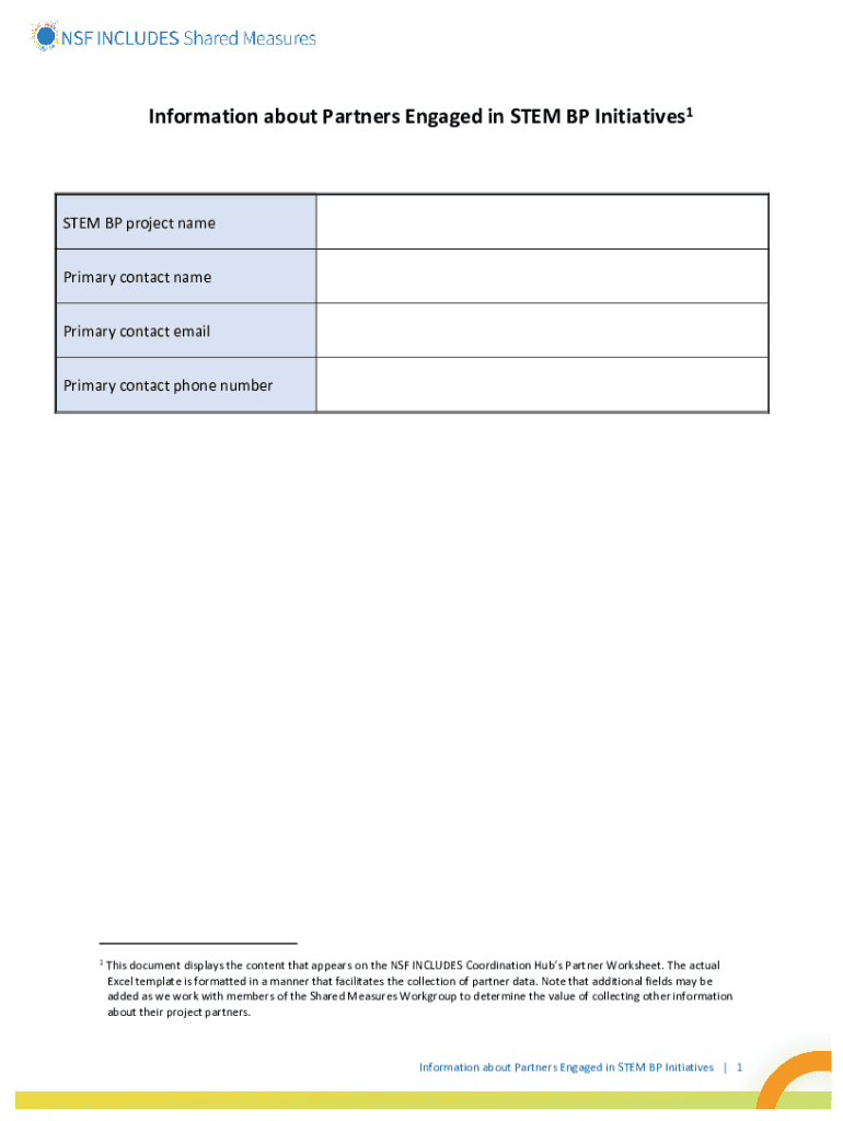 Fillable Online Partners Worksheet. Information about partners engaged ...