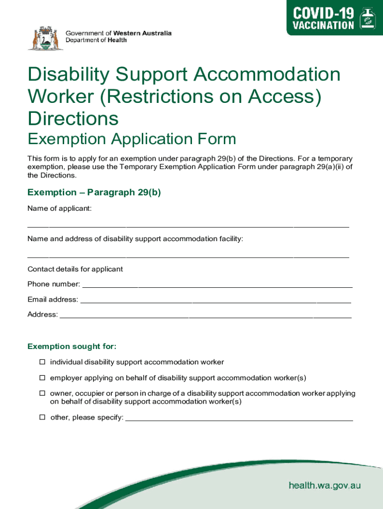 Fillable Online Disability Support Accommodation Worker (RoA ...