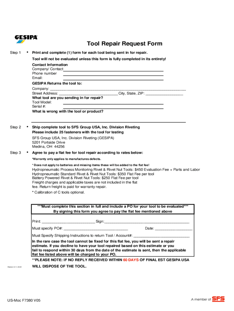 Fillable Online sitemate.comformstool-request-formFree Tool Request ...