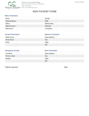 Fillable Online New Patient Form. New Patient Dental Form Fax Email ...