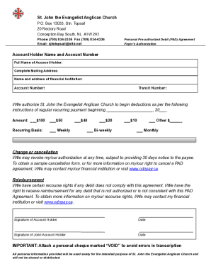 Fillable Online PAD Agreement Fax Email Print - pdfFiller