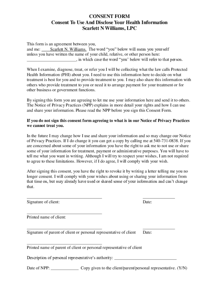 Fillable Online Free Consent Form TemplateSample ...