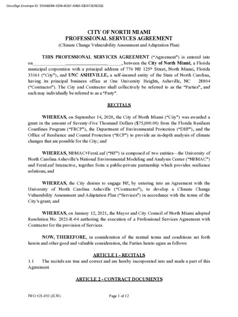 Fillable Online www.northmiamifl.gov DocumentCenter ViewCITY OF NORTH MIAMI PROFESSIONAL ...