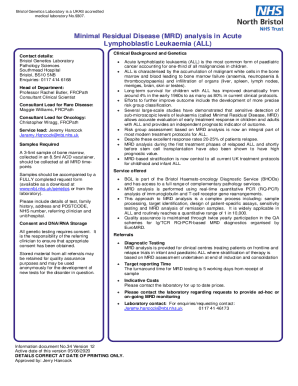 Fillable Online Minimal Residual Disease (MRD) in Childhood ALL Service ...