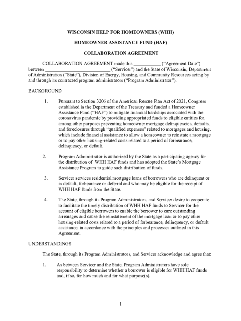 Fillable Online DOA Wisconsin Help for HomeownersHomeowner Assistance FundU.S. Department of the ...