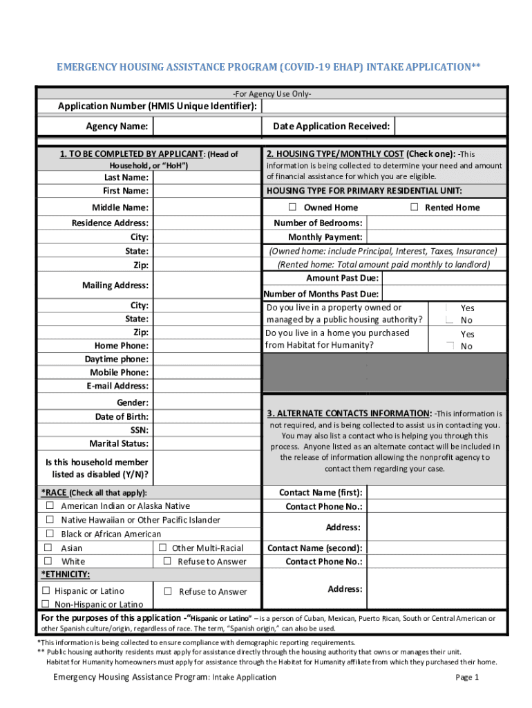 Fillable Online Emergency Rental Assistance ProgramU.S. Department of ...