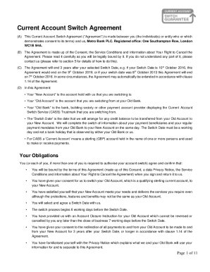 Fillable Online The Current Account Switch Service - your guarantee to ...