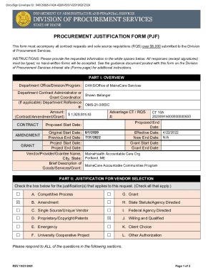 Fillable Online PROCUREMENT JUSTIFICATION FORM (PJF) Fax Email Print - pdfFiller