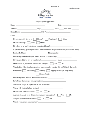 Fillable Online 24 Dog Adoption Application Word Document - Free to ...