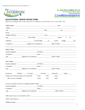 Fillable Online OT Intake Form - wncnaturopathicmedicine.com Fax Email ...