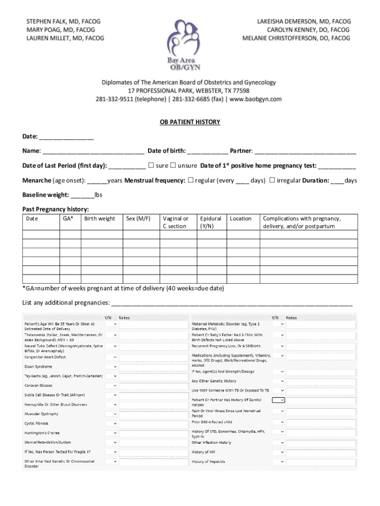 Fillable Online DESERT WEST OBSTETRICS AND GYNECOLOGY PATIENT ...