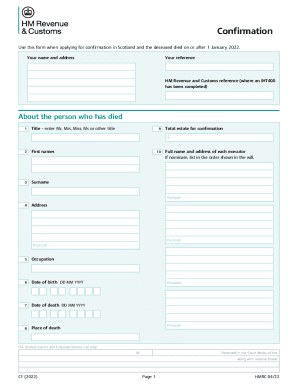 Fillable Online Forms for Confirmation in Scotland Plus Professional ...