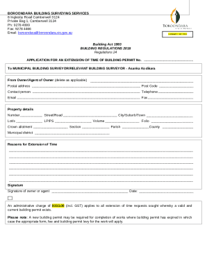 Building Permit Extension of Time Application Doc Template | pdfFiller