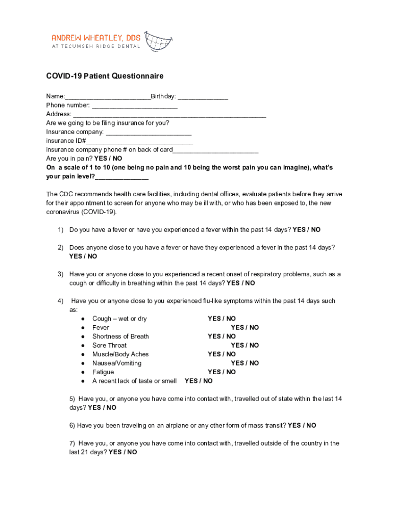 Fillable Online www.wsgr.comawebEMPLOYEE COVID-19 SCREENING QUESTIONNAIRE Please respond to ...