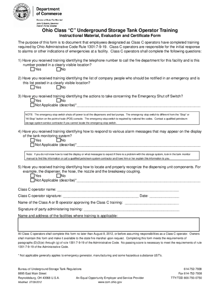 Fillable Online Operating And Maintaining Underground Storage Tank ...
