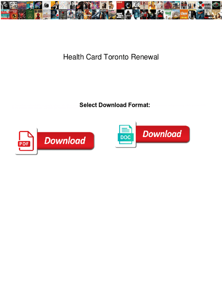 Fillable Online Health Card Toronto Renewal. Health Card Toronto ...