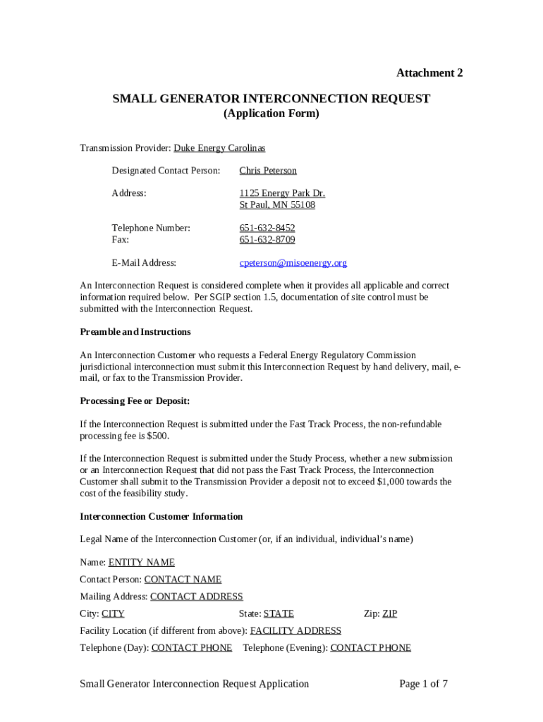 Interconnection for Smaller Capacity - Duke Energy Doc Template | pdfFiller
