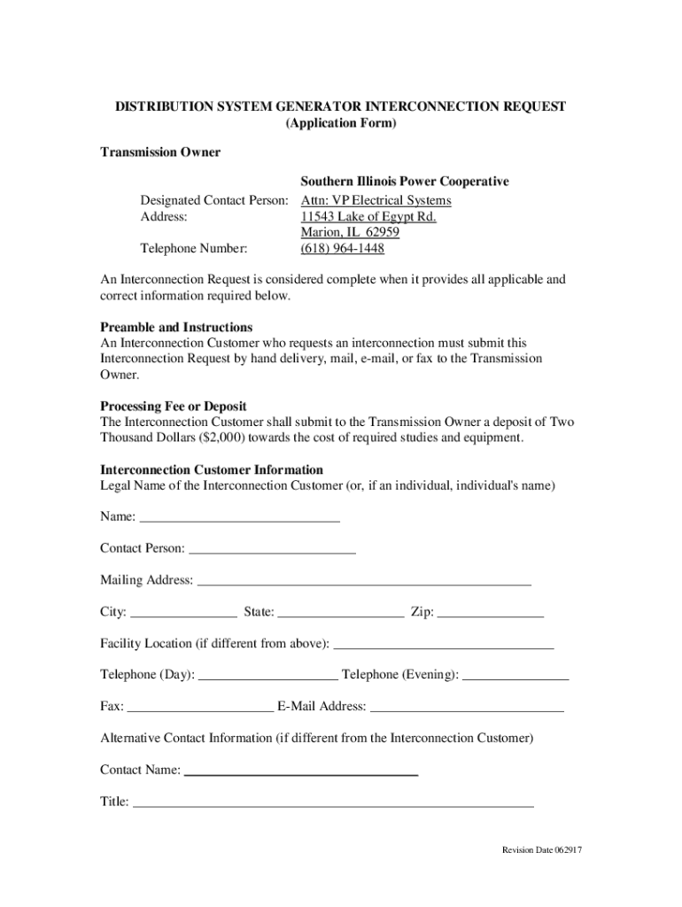 Fillable Online DISTRIBUTED GENERATOR INTERCONNECTION REQUEST Fax Email Print - pdfFiller