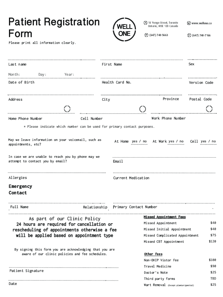 Fillable Online www.wellone.capatient-formsPatient Forms - WellOne ...