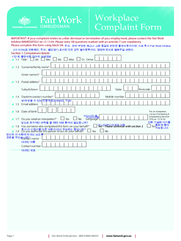 Fillable Online www.pdffiller.com22415508-fillable-onlineFair Work ...