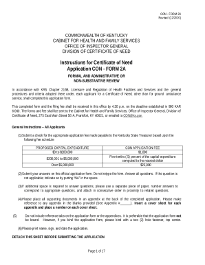 CON 2A Certificate of Need Application (al and nonsubstantive review ...