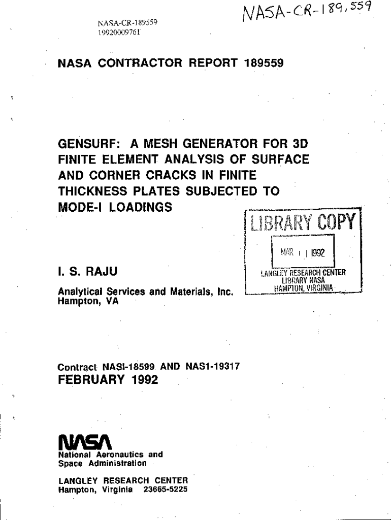 Fillable Online ntrs nasa www.semanticscholar.orgpaperGENSURF:-A ...