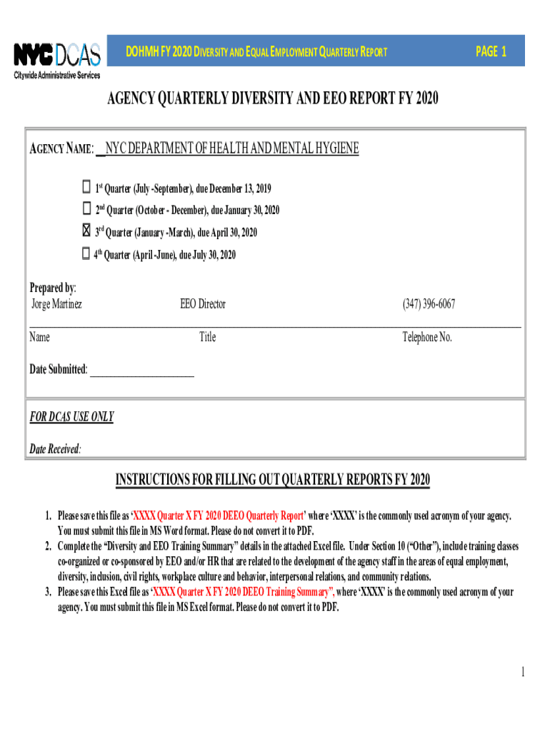 Fillable Online OFFICE OF LABOR RELATIONS FY 2020 DIVERSITY AND EQUAL ...