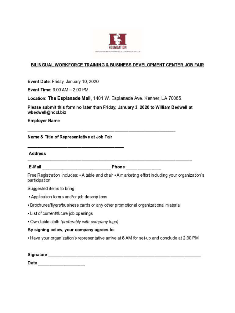 Fillable Online JOB FAIR Registration Form Fax Email Print - pdfFiller