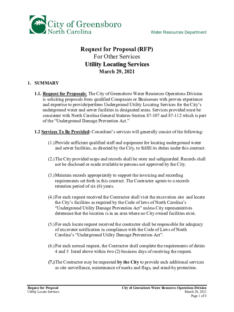 Fillable Online Request for Proposal (RFP) For Other Services Utility ...