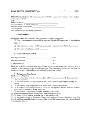 Fillable Online BOAT RENTAL AGREEMENT Fax Email Print - pdfFiller