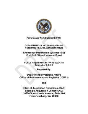 Fillable Online PERFORMANCE WORK STATEMENT FOR DEPARTMENT OF VETERANS ...