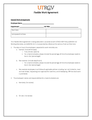 Fillable Online Flexible Work Arrangement Agreement Form (To be ...