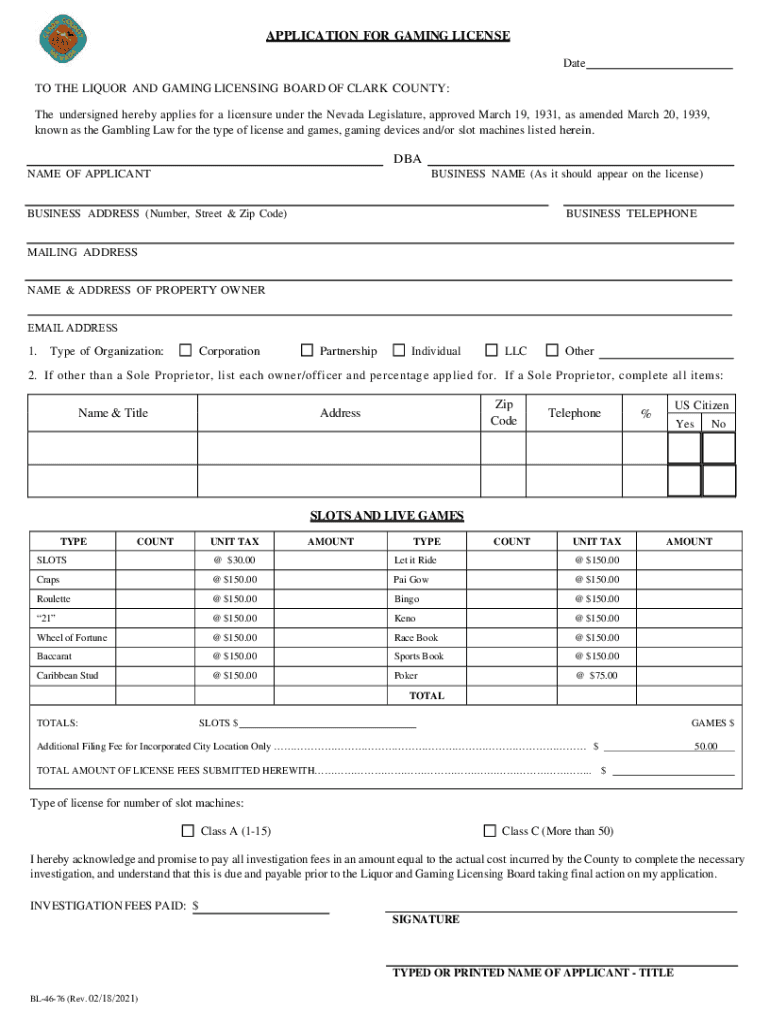 Fillable Online gaming.nv.govindexNevada Gaming Control Board : Forms ...