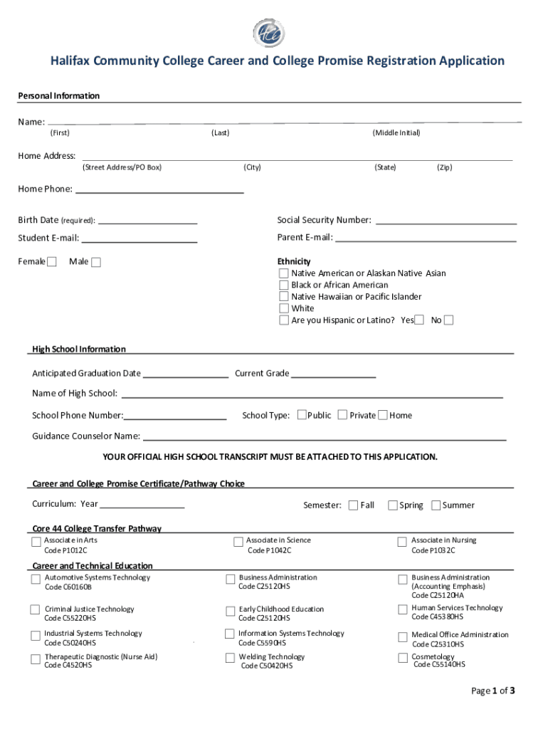 Fillable Online This form must be completed by a CCP student wanting to ... - halifaxcc.edu Fax ...