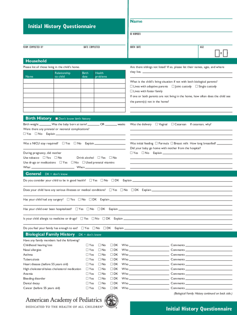 Fillable Online www.template.netfamily-history-questionnaire9+ Family ...